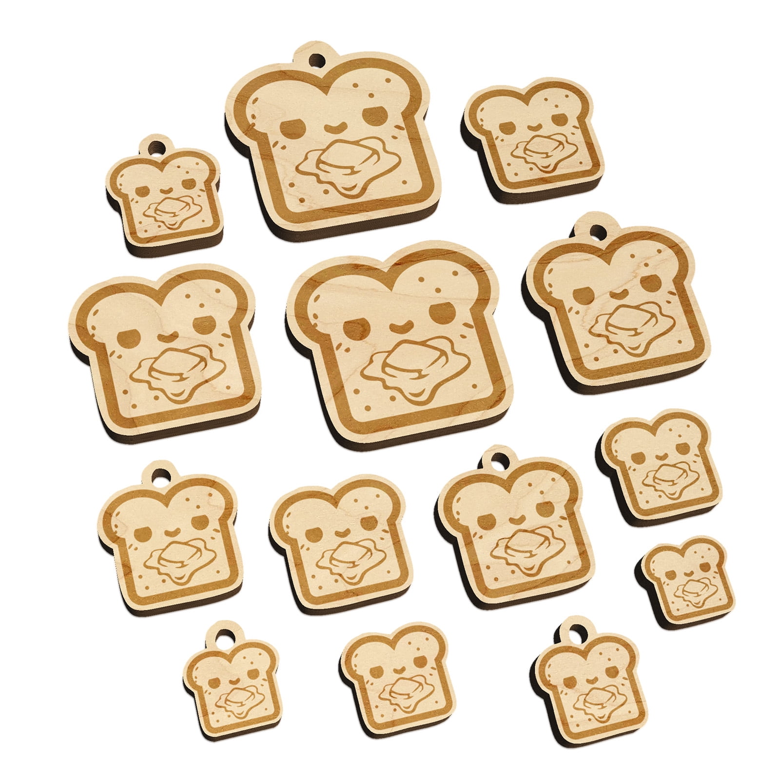 Cute and Kawaii Buttered Toast Bread Wood Mini Charms Shapes DIY Craft ...
