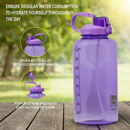 Wellness 128oz Sports Water Bottle Purple with Straw - Walmart.com ...