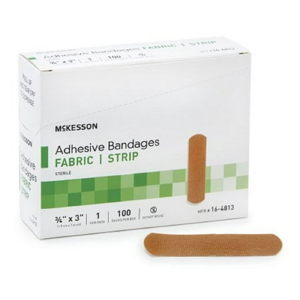 McKesson Adhesive Bandage Strip 16-4813 Box of 100, Tan - Walmart.com ...