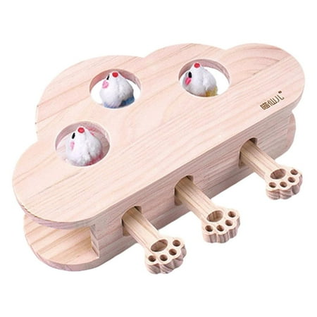 Shape Cat Funny Interactive Wood Whack Mouse Puzzle Box mice | Walmart ...