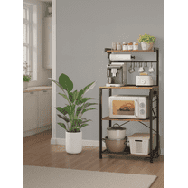 VASAGLE Kitchen Bakers Rack with Power Outlet, Coffee Bar 4-Tier with 8 ...