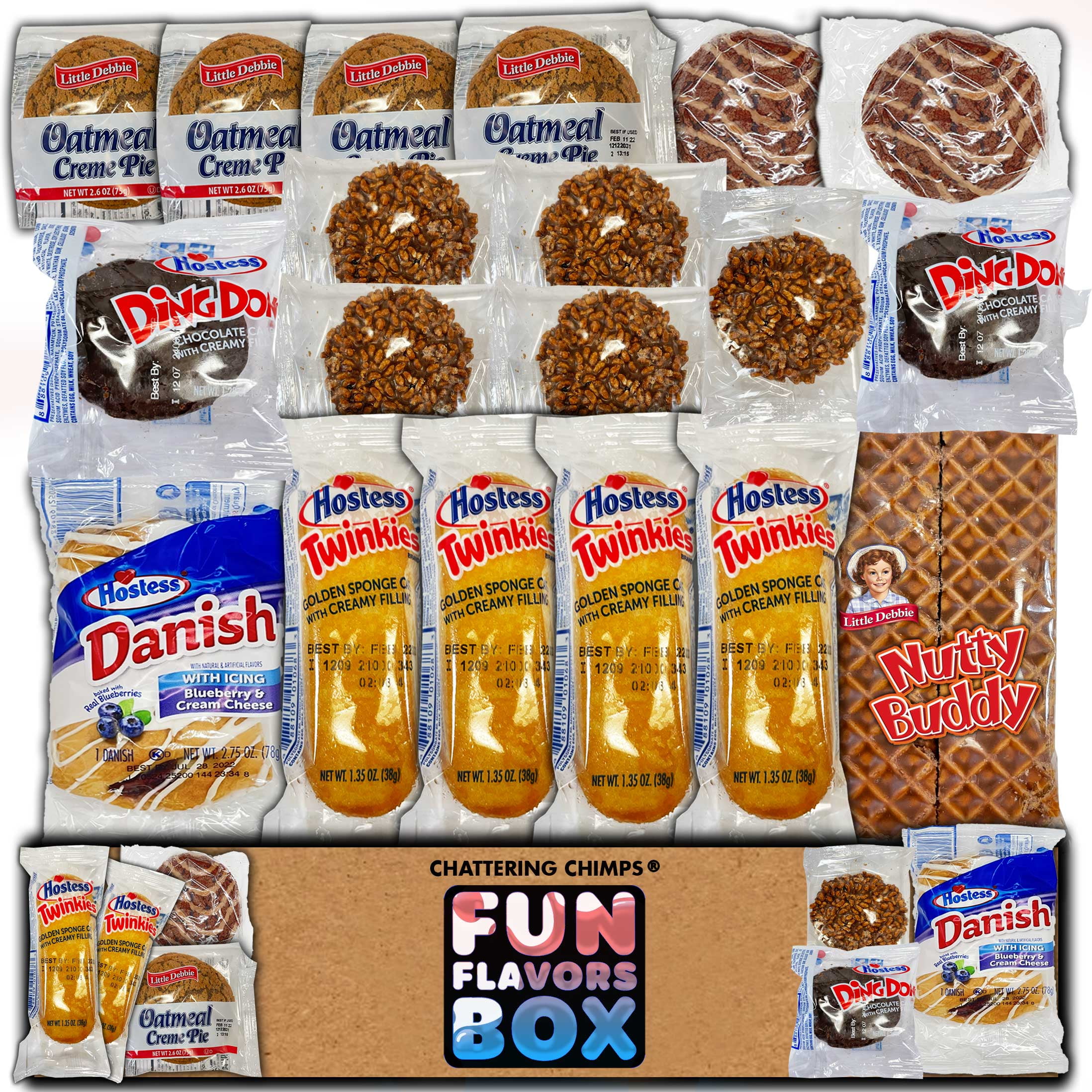 Fun Flavors Box- Classic Cakes, Cookies, Pastries, Danish, Snack Care ...