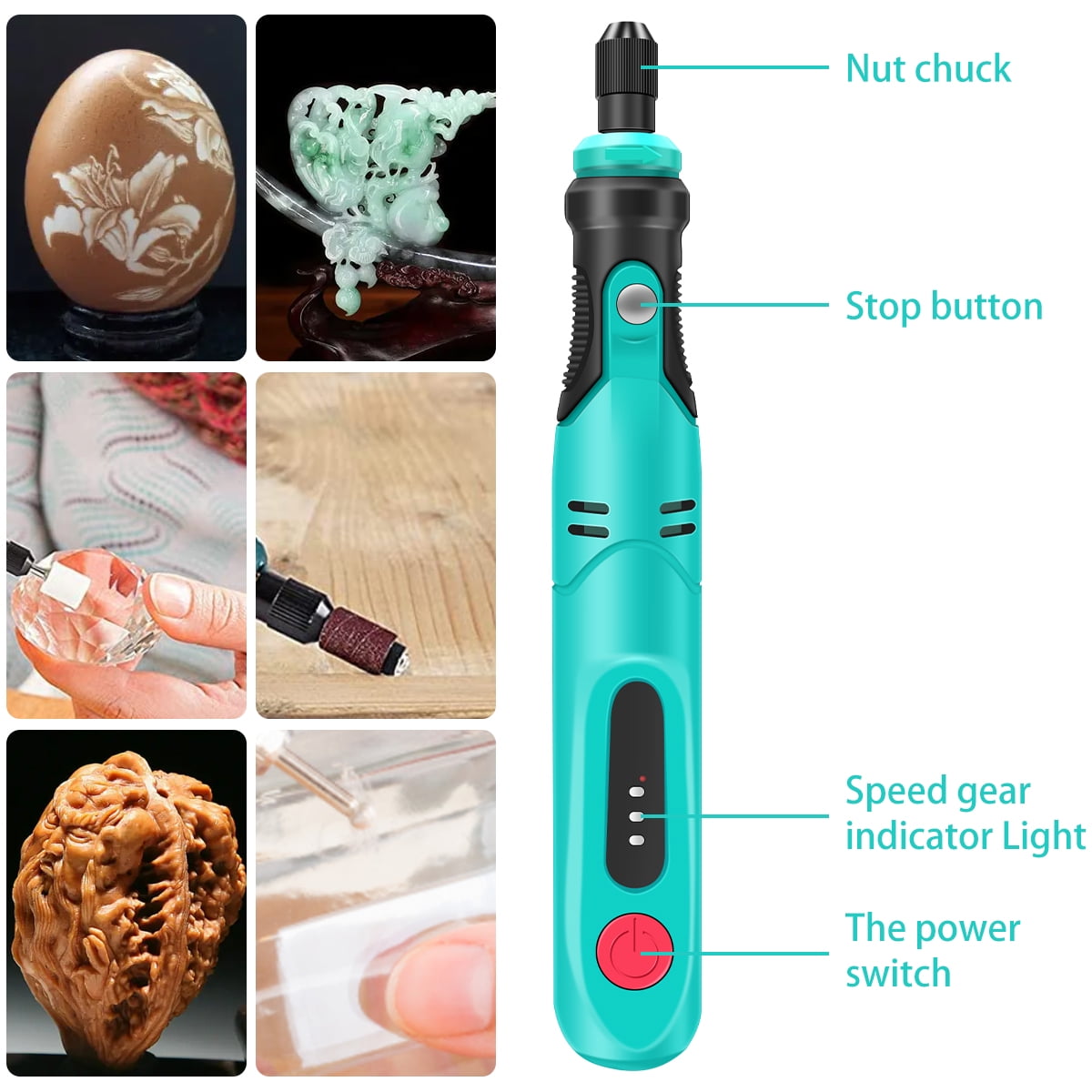 Buy Electric Engraving Pen Cordless Micro Carving Pen with 3 Adjustable ...
