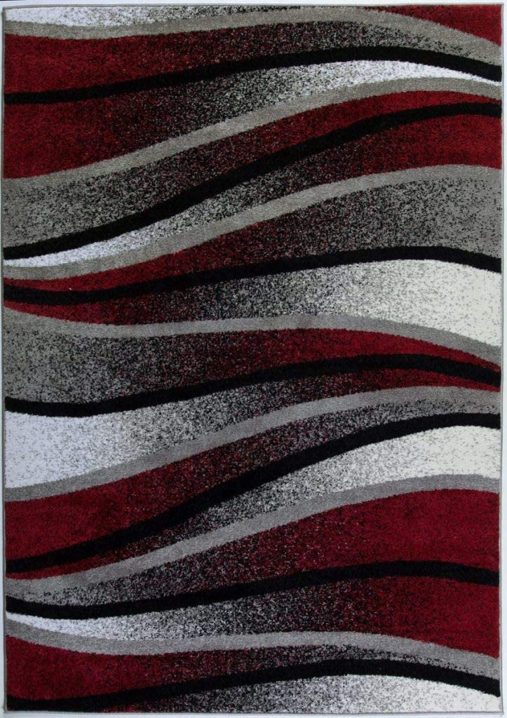 Dark Red Black Spirals Modern Contemporary Area Rug Carpet Tapis ...