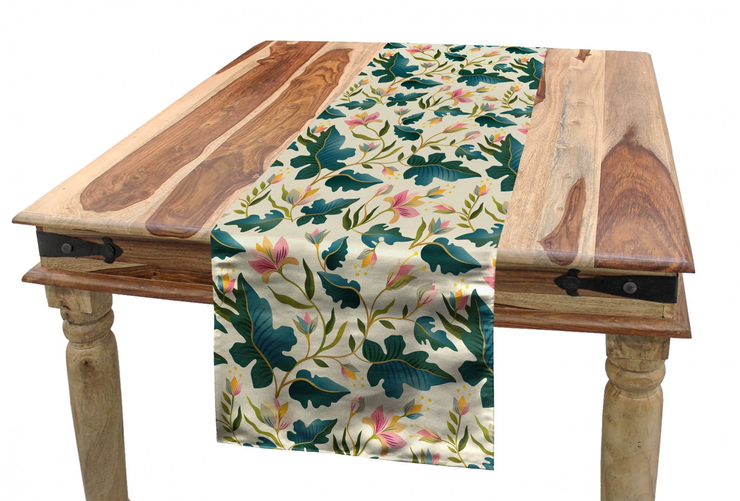 Floral Table Runner, Digital Style Tropical and Exotic Multi Petal with ...