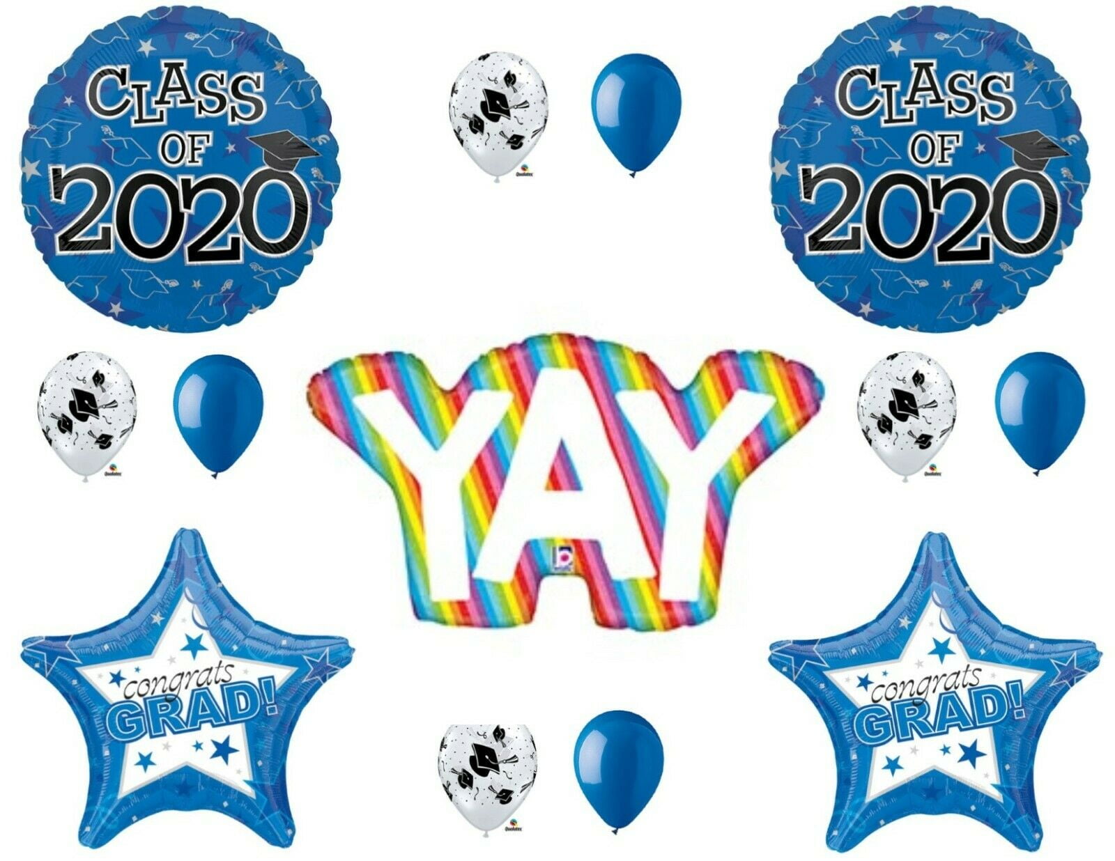 Yay!! Class of 2020 Blue Graduation Party Balloons Decoration Supplies ...