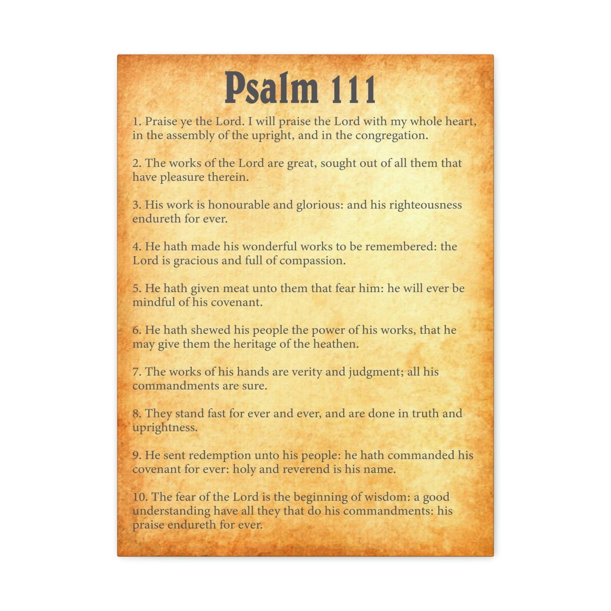 Scripture Walls Psalm 111 Chapter Gold Bible Canvas Christian Wall Art Ready to Hang Unframed ...