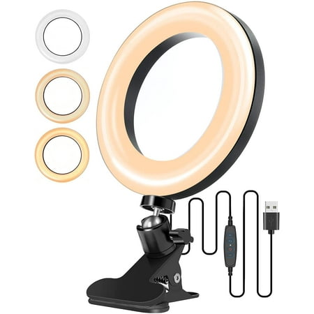 Ring light for monitor 6.3" Ring light 3 light colors + 10 brightnesses 360° rotatable Table ...