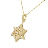 925 Sterling Silver Yellow Gold-Tone Jewish Star of David CZ Filigree ...