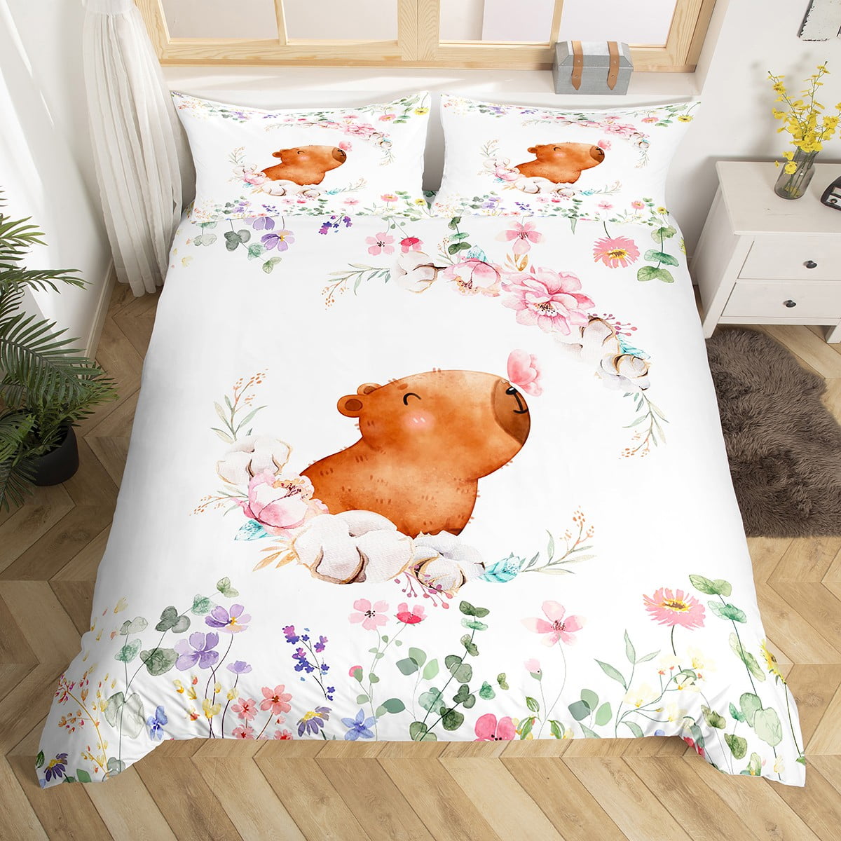 Click here for Yst Watercolor Capybara Duvet Cover Twin For Kids... prices