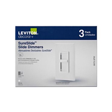 Leviton Decora SureSlide White 600 watts Slide Dimmer - Pack of 3 ...