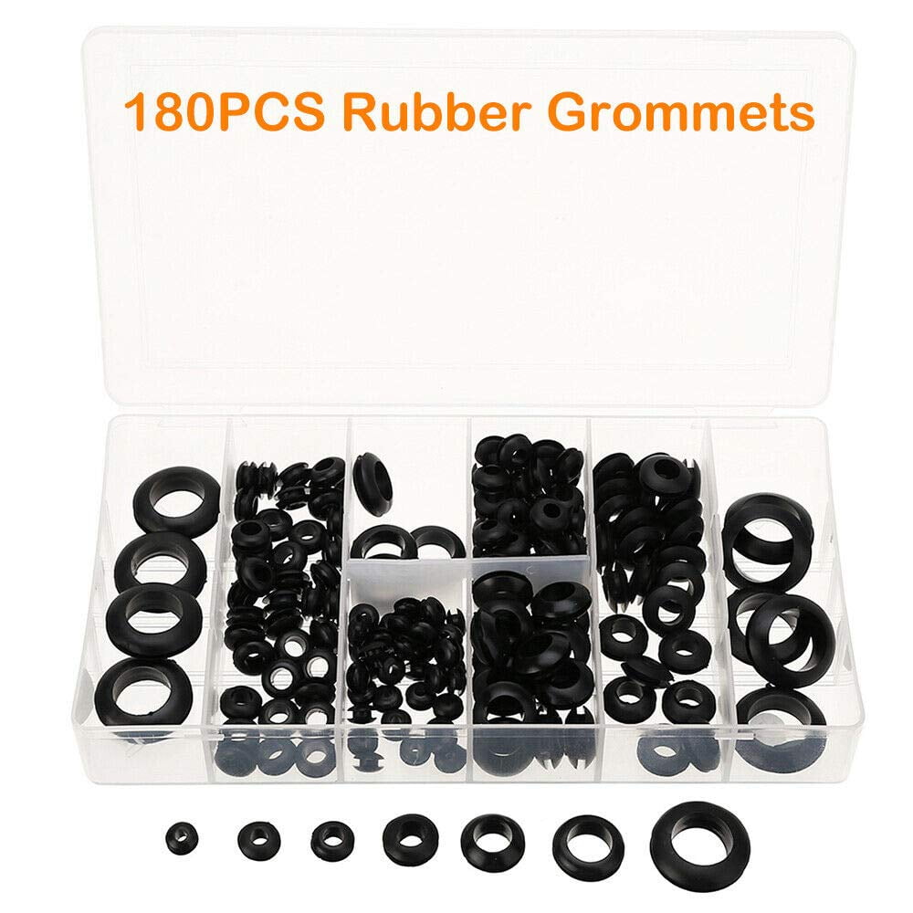 Rubber Grommet, 180 PCS Rubber Grommet Kit Electrical Conductor Gasket ...