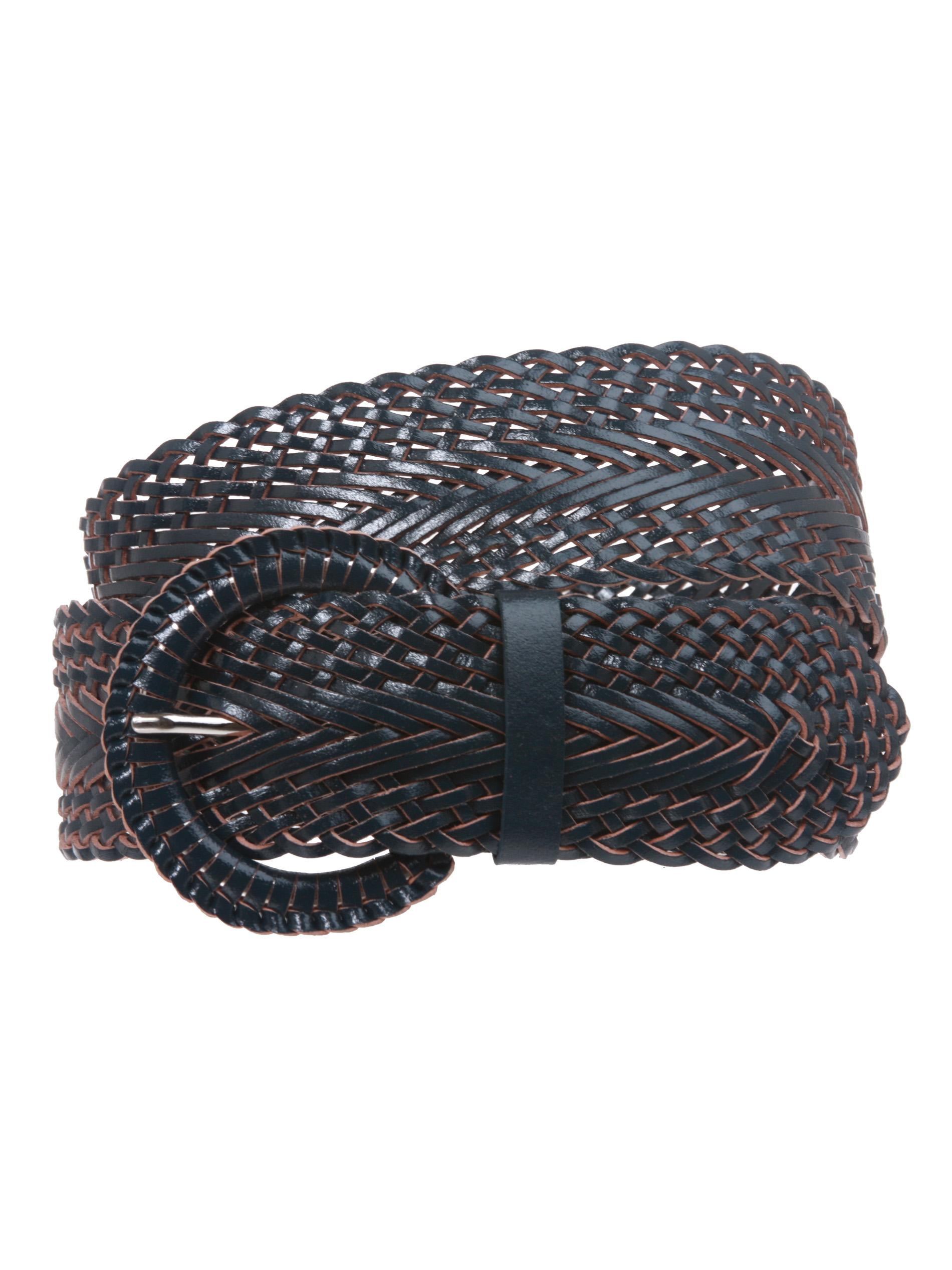 2 Inch Wide Genuine Leather Braided Woven Round Belt - Walmart.com
