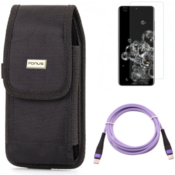 Red 6ft Long Cable w Screen Protector w Case Belt Clip for Samsung ...