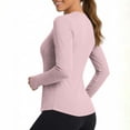 Craaazy Women's Long Sleeve Workout Tops Solid Color Round Neck Sun ...