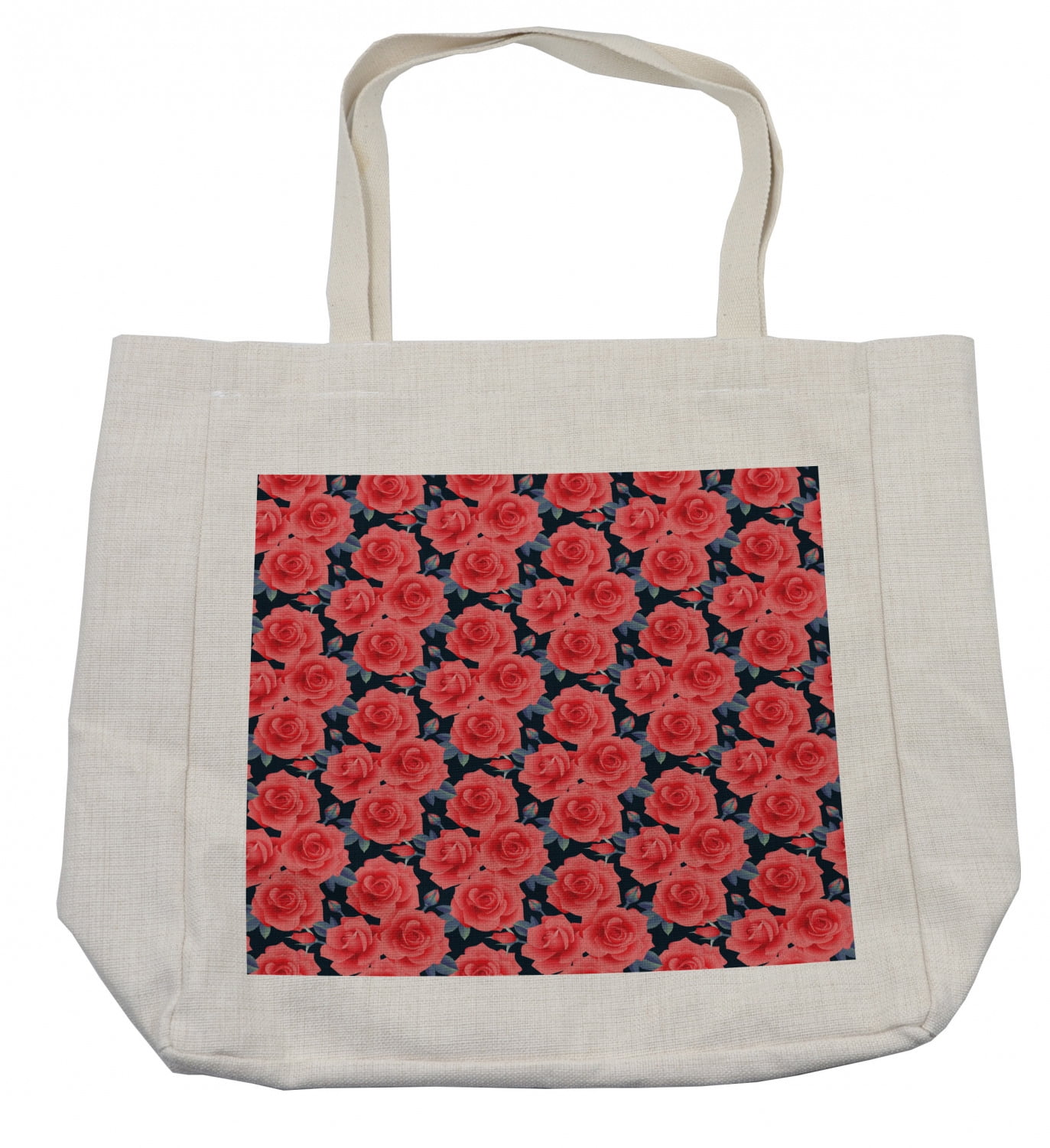 Floral Shopping Bag, Romantic Roses for Lovers Valentines Shabby ...