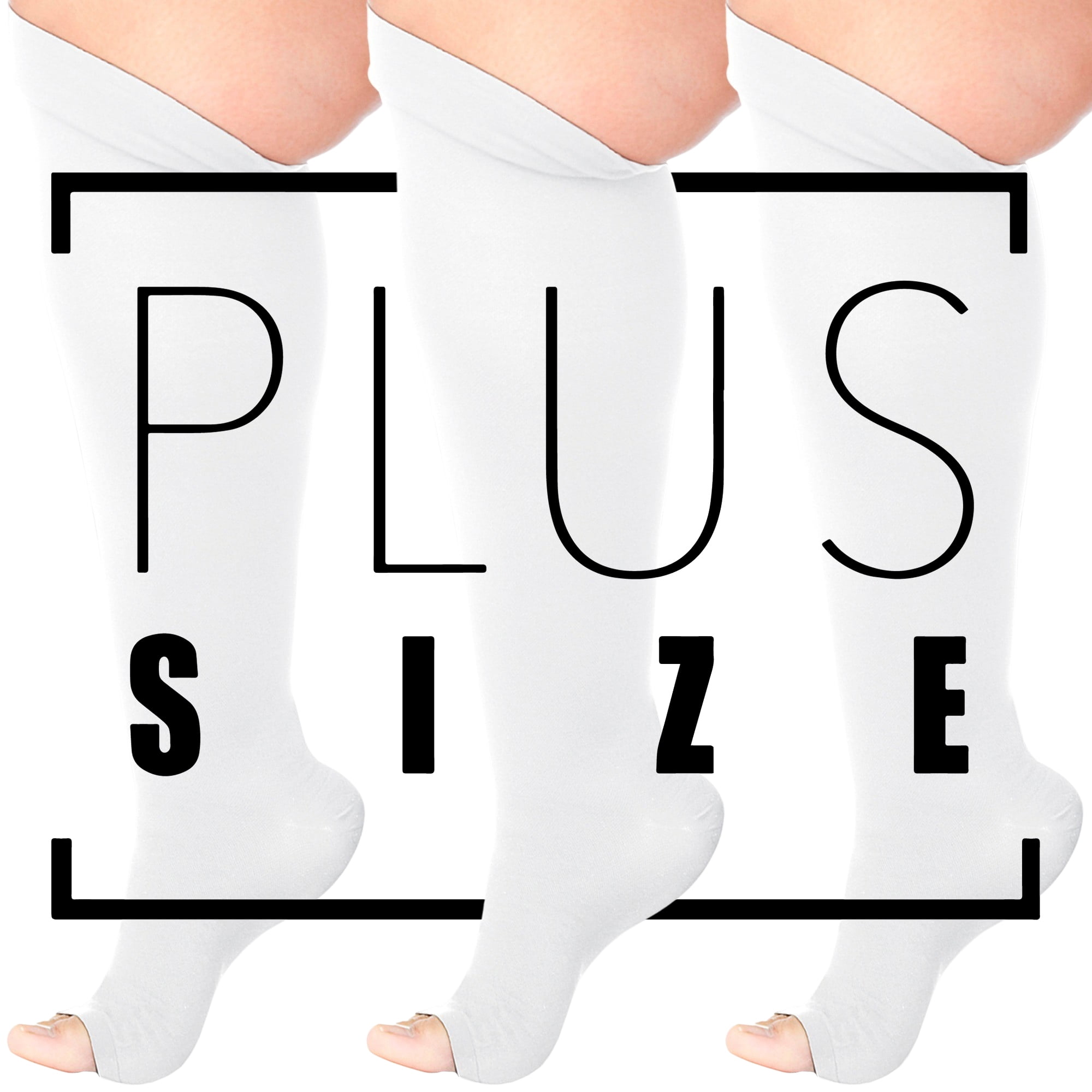 (3 Pairs)Made in USA - Plus Size Compression Socks 10-20mmHg - White ...
