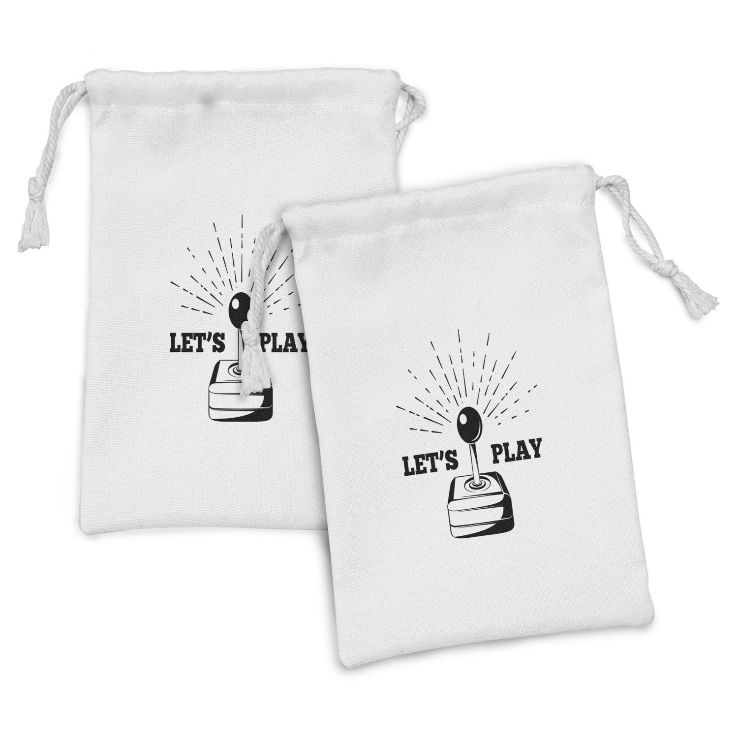 Gaming Fabric Pouch Set of 2, Lets Play Typography Game Vintage ...