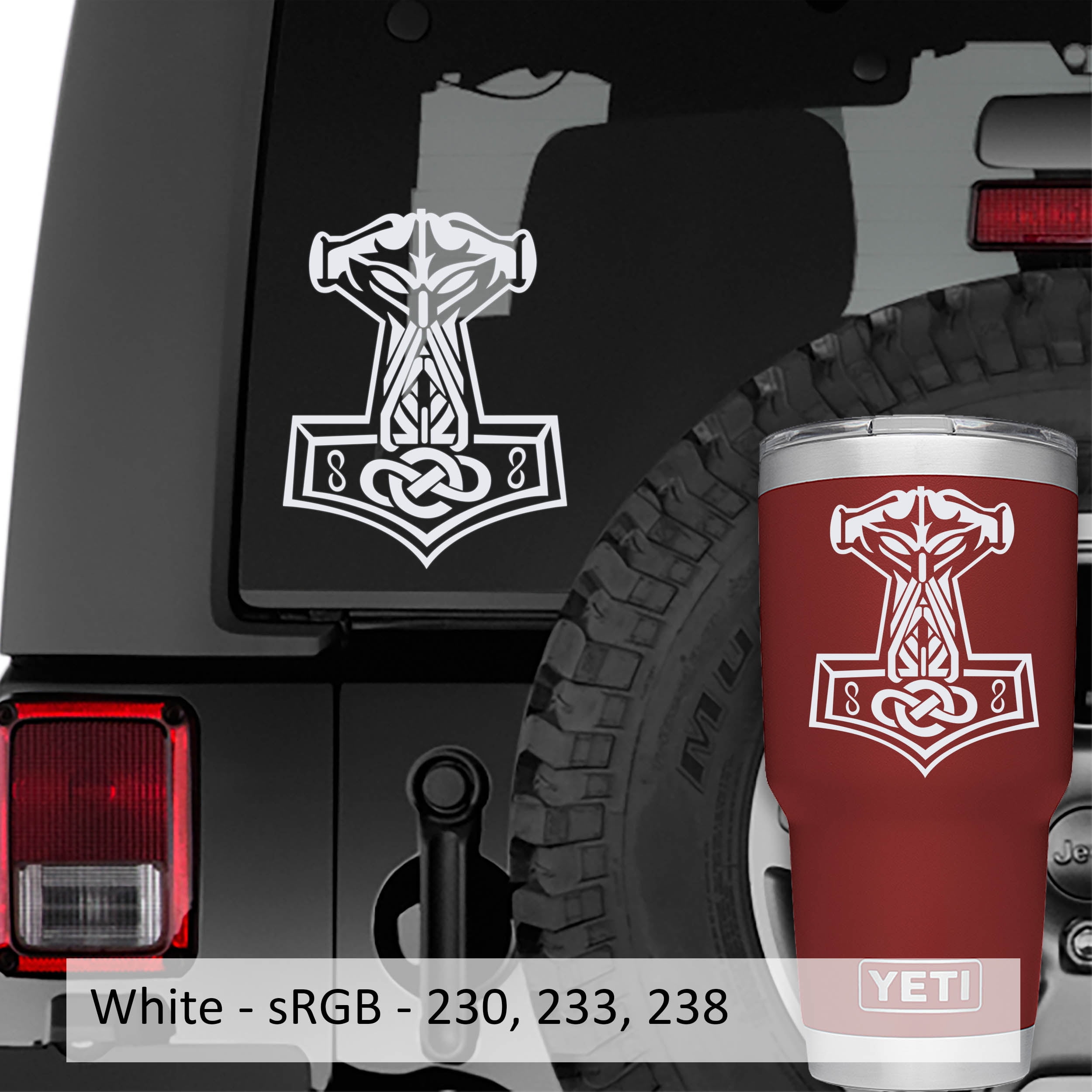 Collectible Decals Mjolnir Thor's Hammer Symbol Vinyl Decal - Walmart.com