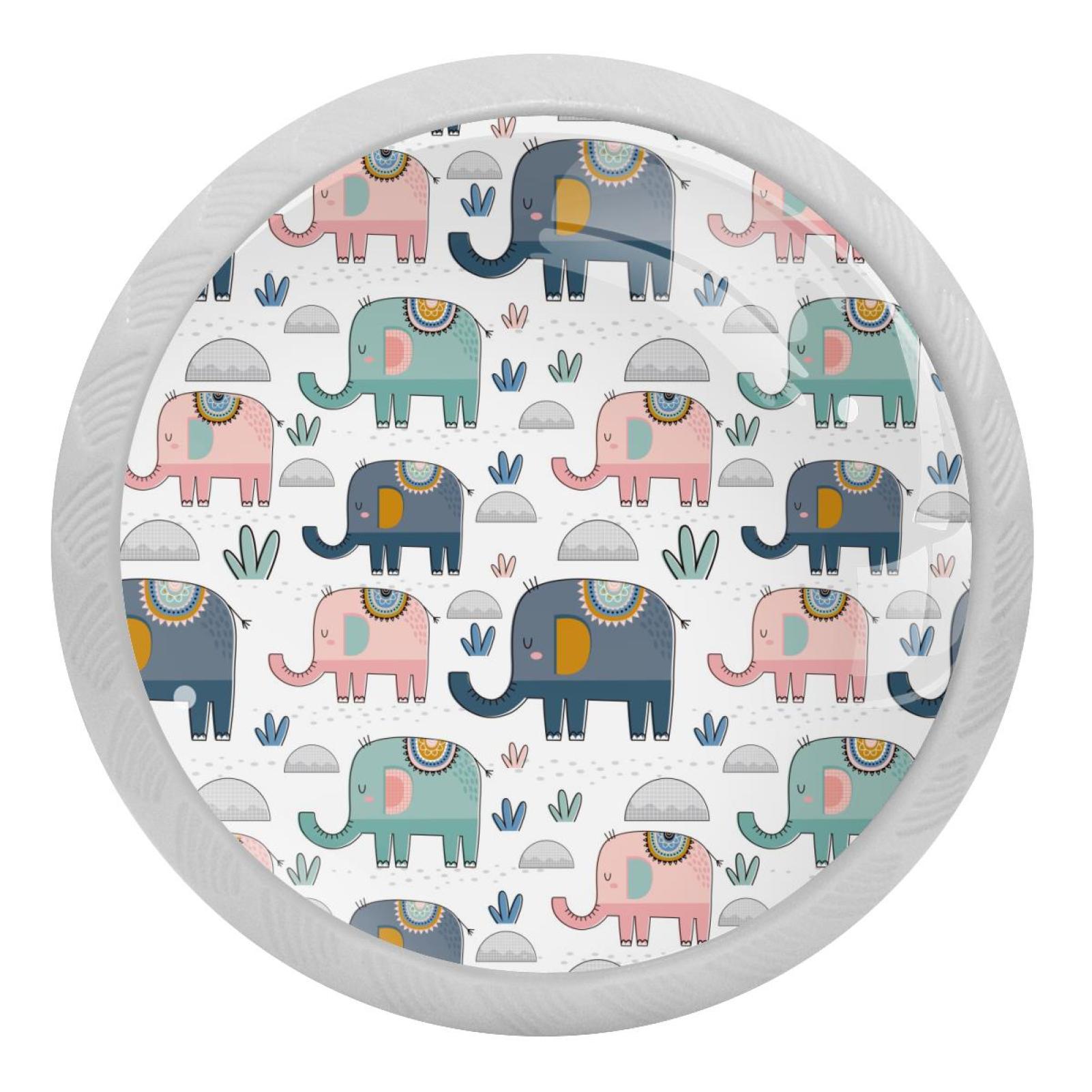 4PCS Round Elephant Cabinet Fluorescence Knob Glowing in the Dark ...