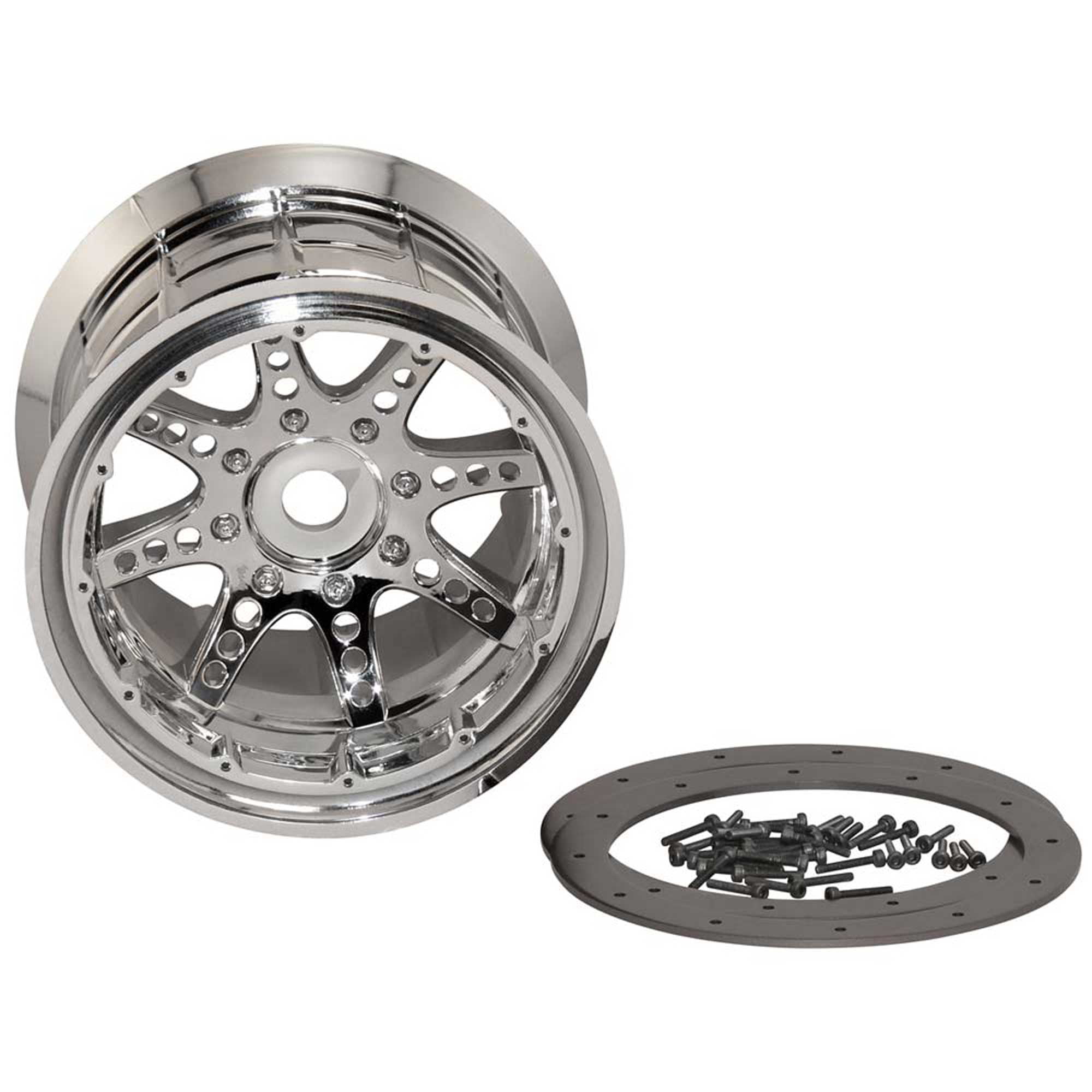 Axial 1/8 Oversize 8-Spoke 3.8 Beadlock Wheels 17mm Hex Chrome 2 ...