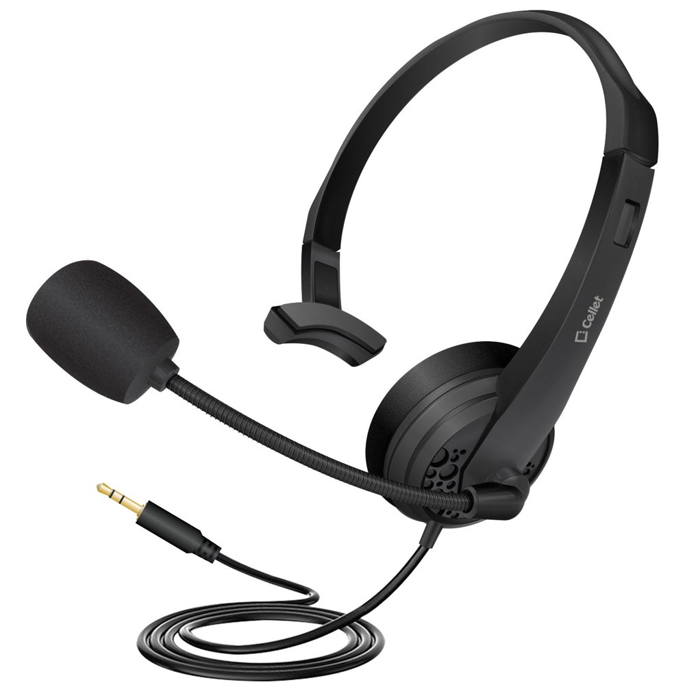 Cellet Universal Durable Hands-Free 3.5mm Headset with Flexible Boom ...