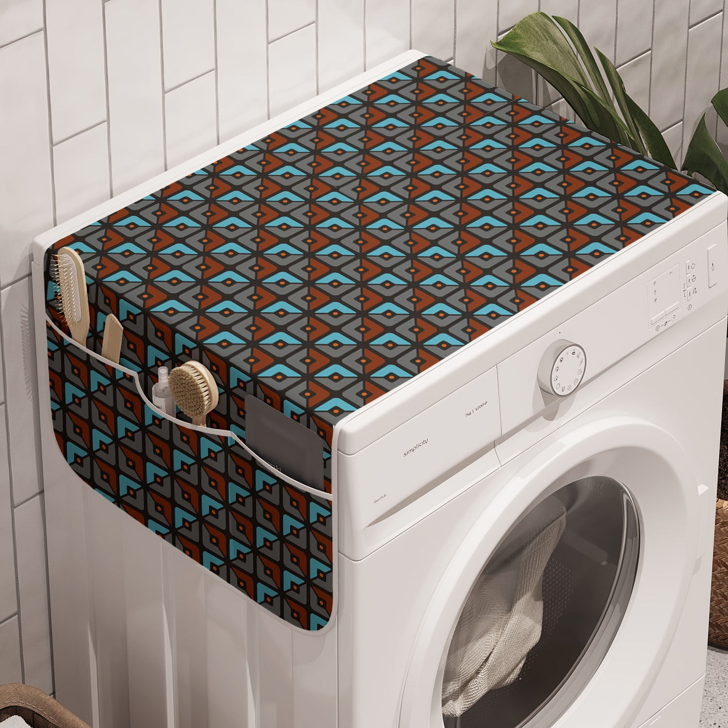 Geometric Washing Machine Organizer, Abstract Shapes Squares with Dots ...