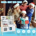 Costway Kids Kitchen Playset Wooden Pretend Play Chef Toy w/ Microwave ...