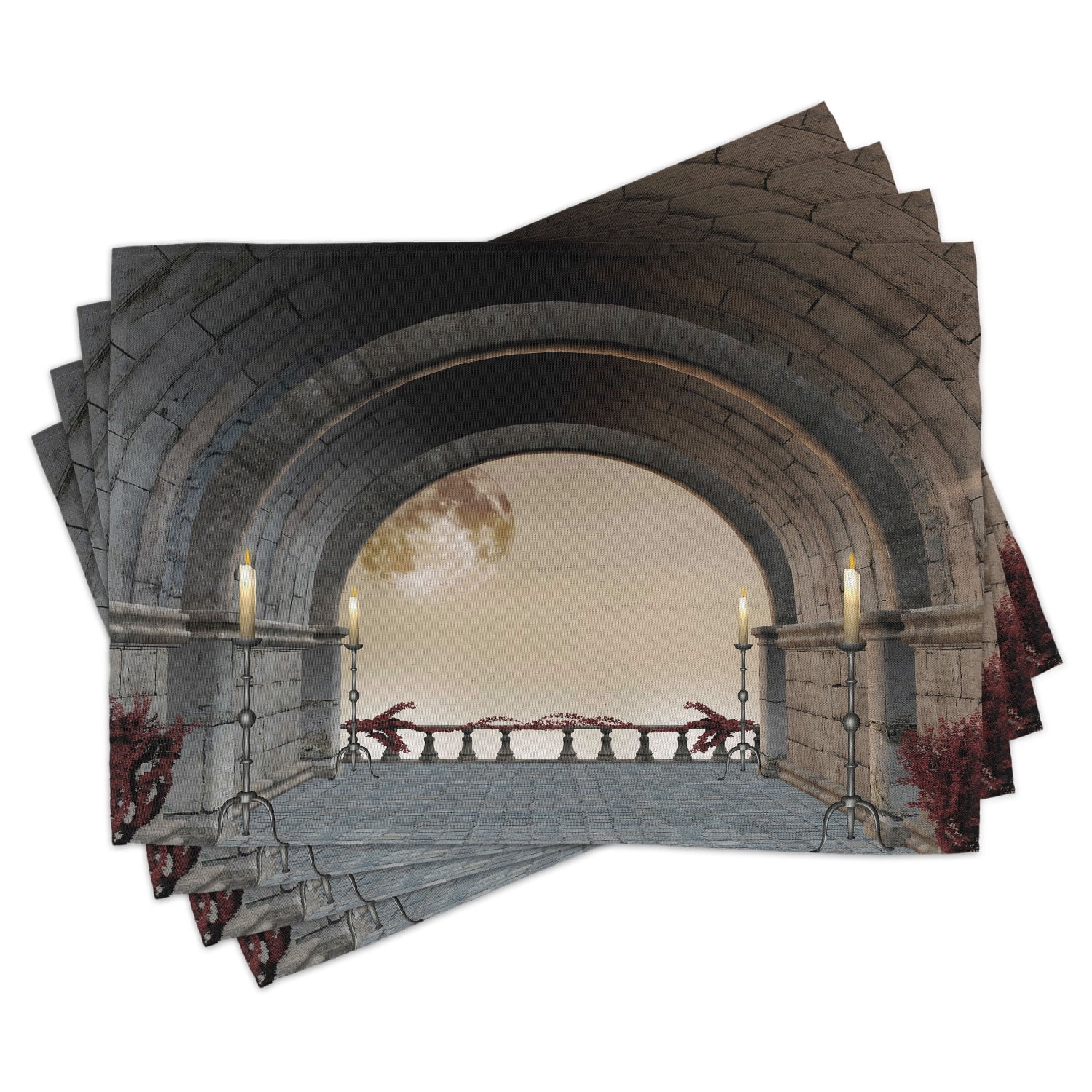 Ambesonne Gothic Place Mats Set of 4, Middle Age Balcony, Standard Size ...