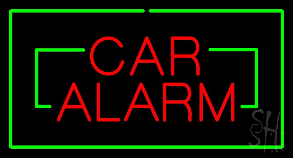 Red Car Alarm Rectangle Green LED Neon Sign 13 x 24 - inches, Clear ...
