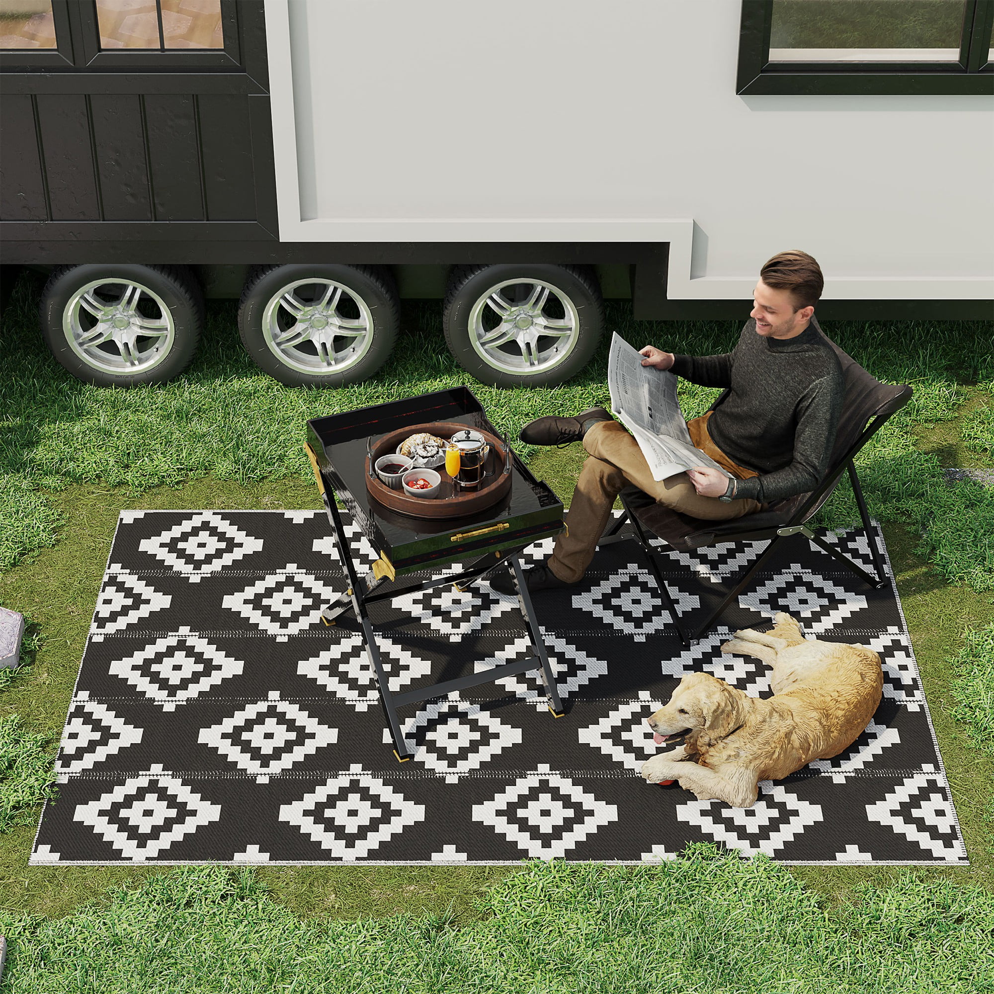 Click here for Outsunny Reversible Outdoor Rv Rug  6 X 9 Patio Fl... prices
