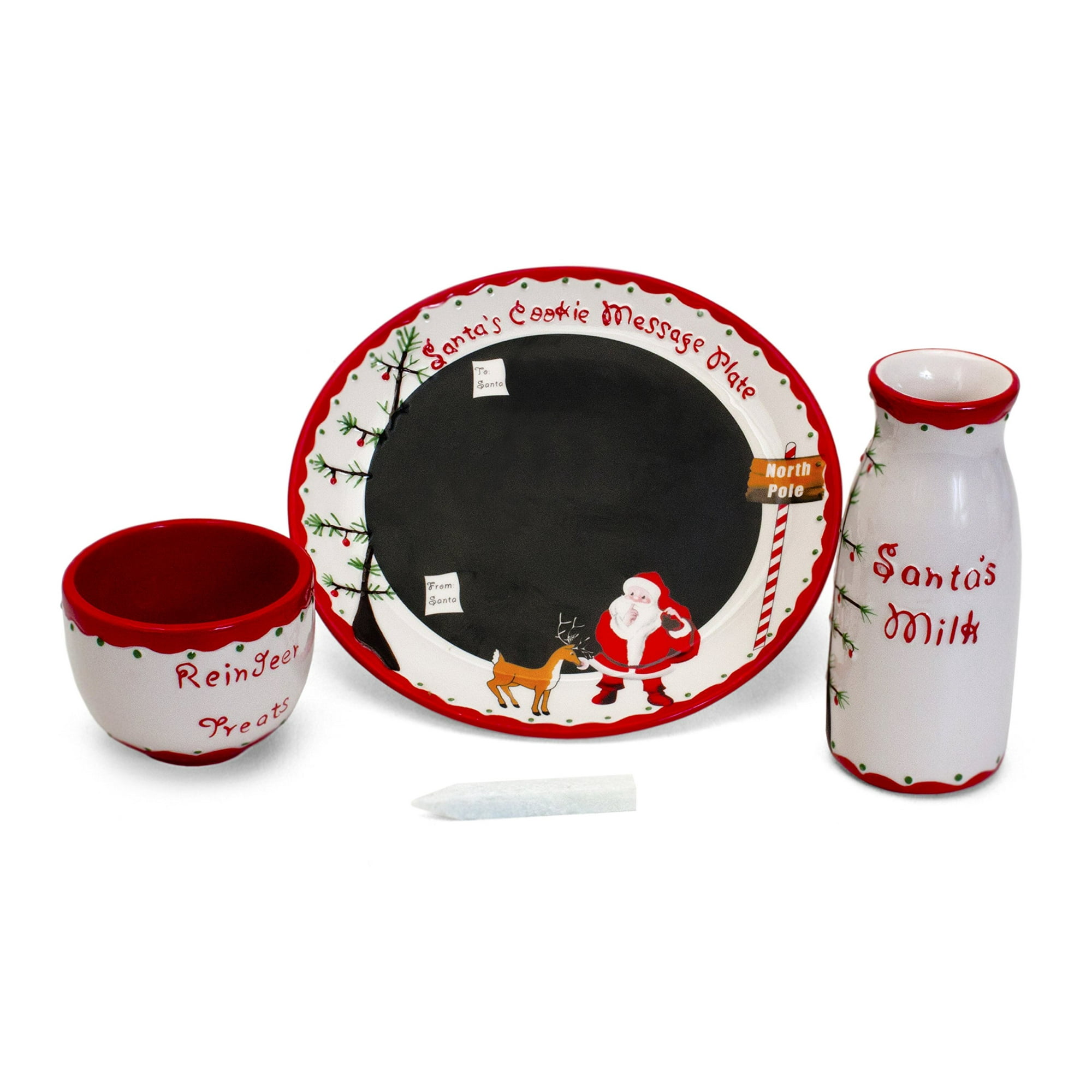 Child To Cherish Santas Message Plate Set  Santa Cookie Plate  Santa Milk Jar  And Reindeer Treat Bowl S