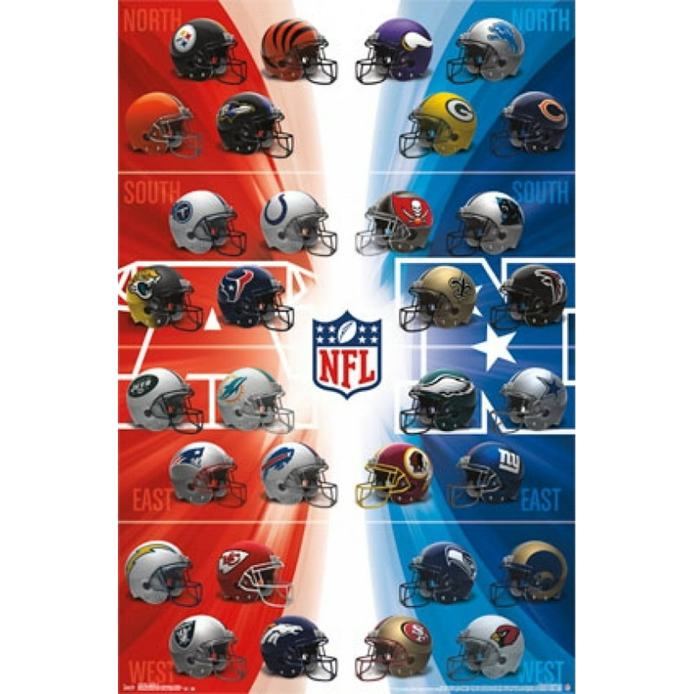 NFL - Helmets 14 Laminated Poster Print (24 x 36) - Walmart.com ...
