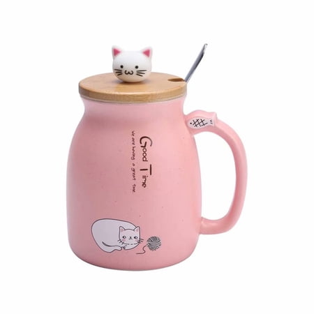 Cute Cat Ceramic Mug, 421ml Milk Coffee Tea Cup With Spoon And Three ...