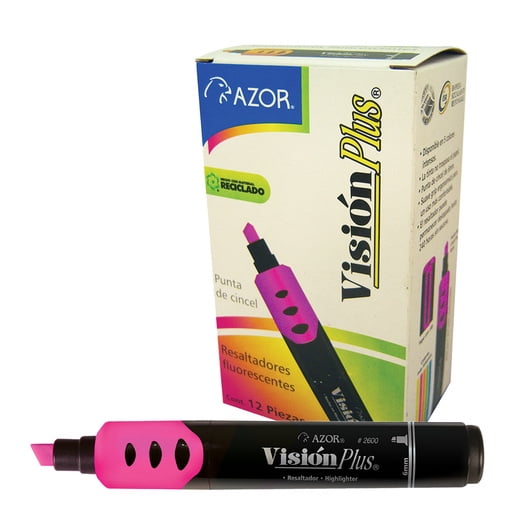 Marcatextos VISION PLUS Resaltador Color Rosa Caja con 12 Piezas ...
