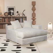 Aukfa 48" Inch Chaise Lounge, Oversized Sofa Chair with Ottoman, 3 ...