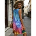 Nyfairy Plus Size Women Tie Dye Floral Print Sleeveless Casual A-Line ...