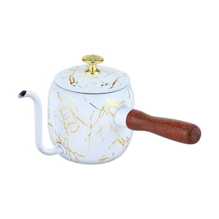 neck Coffee Kettle Neck Tea Pot Stovetop Teapot 500ml Coffee Pot White ...