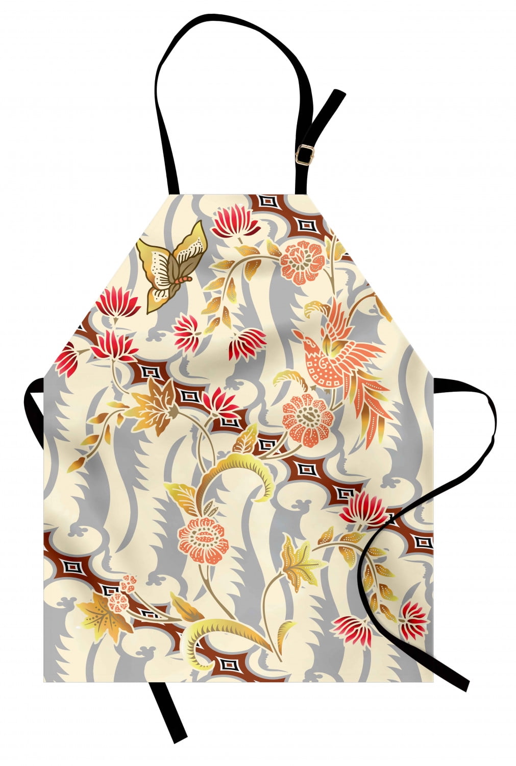 Batik Apron Japanese Garden Inspired Swirling Spring Flowers Design in ...