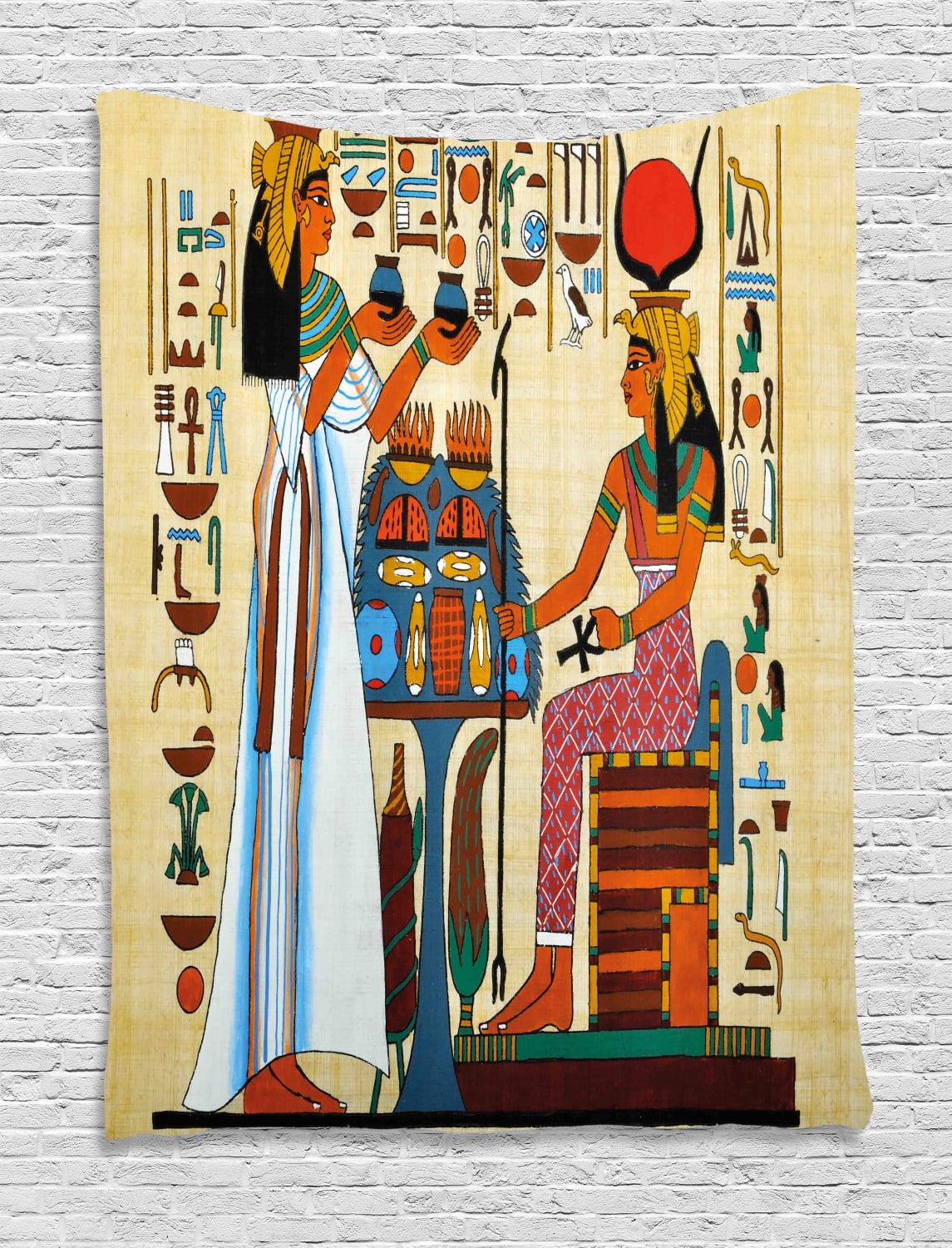 Retro Tapestry, Papyrus Design with Elements of Ancient Egyptian ...