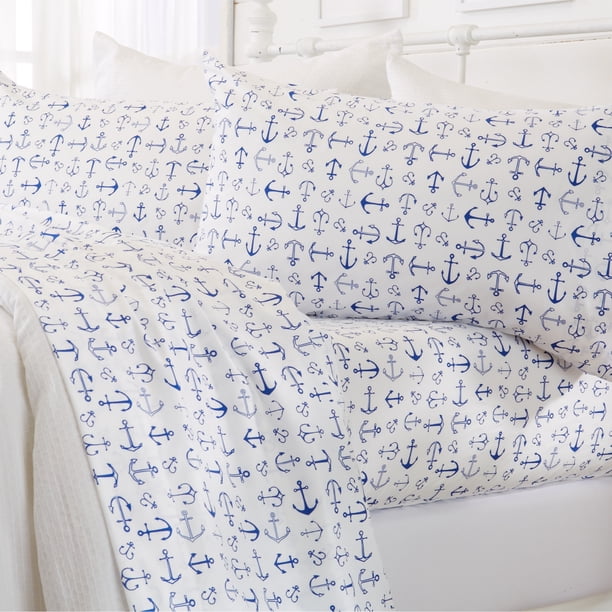 Great Bay Home Coastal Microfiber Wrinkle Resistant Sheet Set (Twin ...