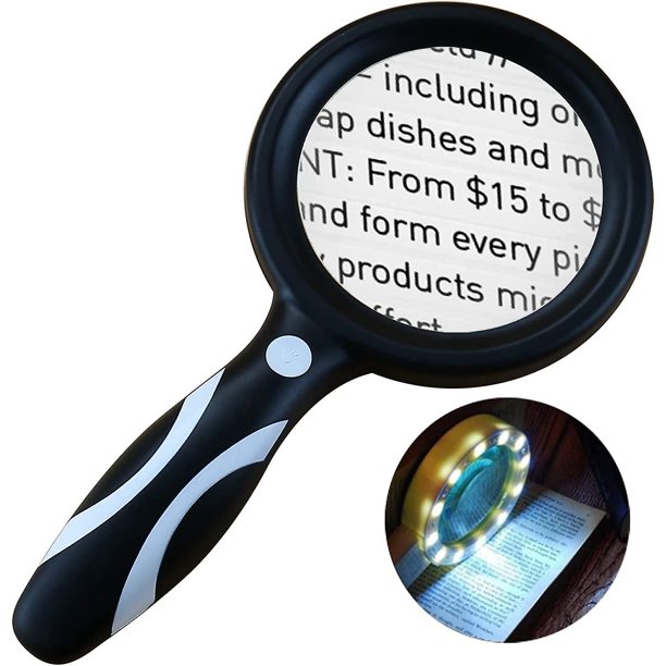 Lupa de lectura 13X 2X Lupa iluminada recargable con 33 luces LED para ...