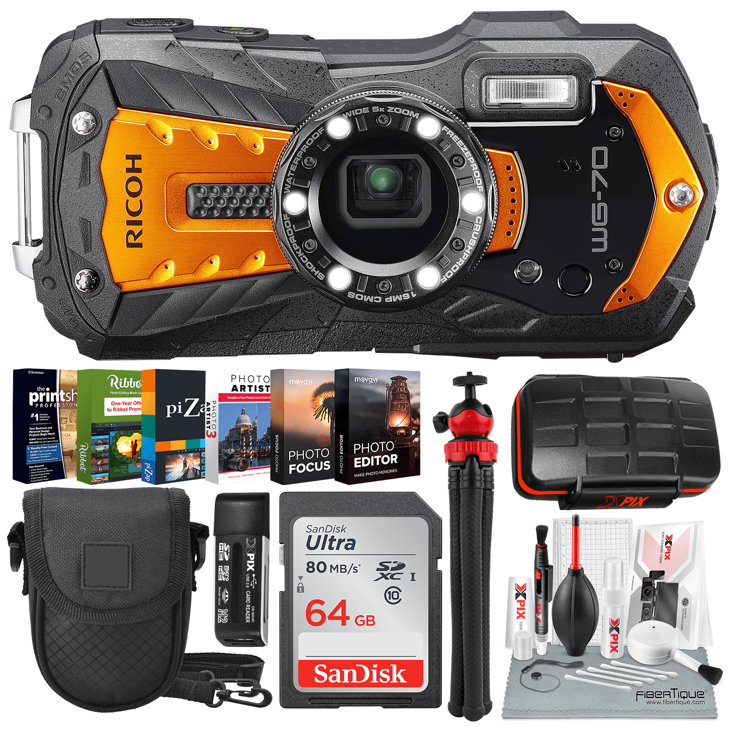 Ricoh WG-70 Durable Adventure Digital Camera (Orange) - Walmart.com