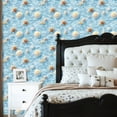 Coastal Peel and Stick Wallpaper Starfish Seashells Floating Clear Blue ...