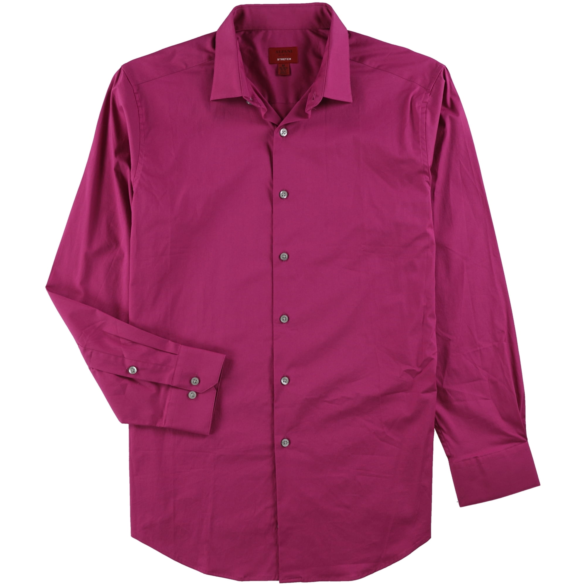 Alfani Mens Stretch Button Up Dress Shirt, Pink, 16"-16.5" Neck 32"-33 ...