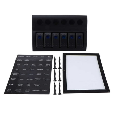 6 Gang Rocker Switch Panel LED IP65 Waterproof for 12‑24V Cars Buses ...