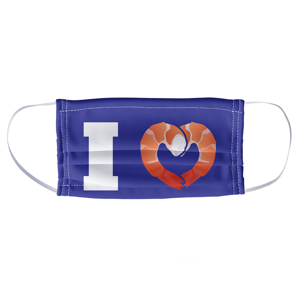 I Love Shrimp with Heart 1-Ply Reusable Face Mask Covering, Unisex ...