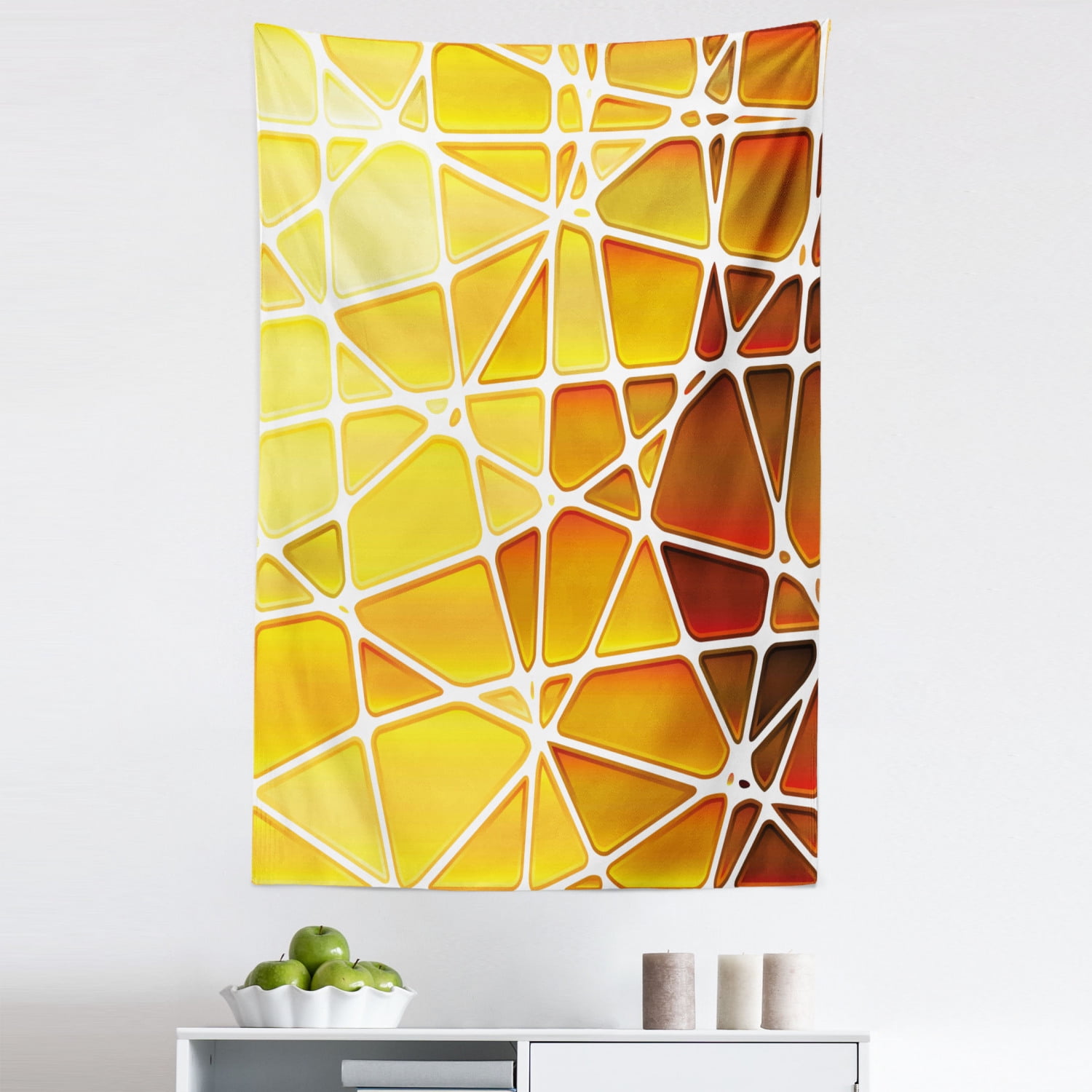 Yellow Tapestry, Snake Animal Skin Like Design Geomerical Shaped Ombre ...