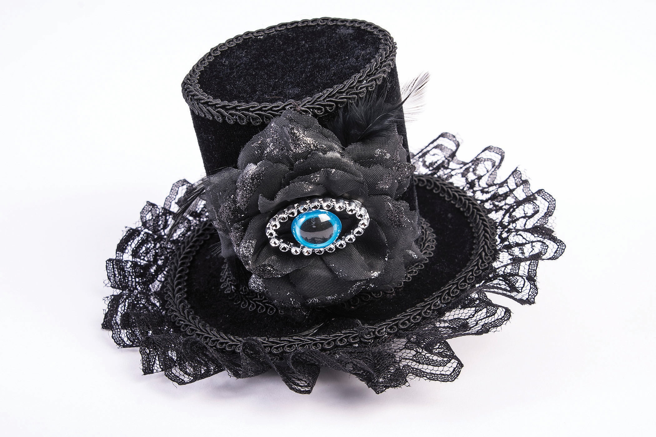 Evil Eye Mini Top Hat Witch Wicca Black Wizard Pagan Women's Costume ...