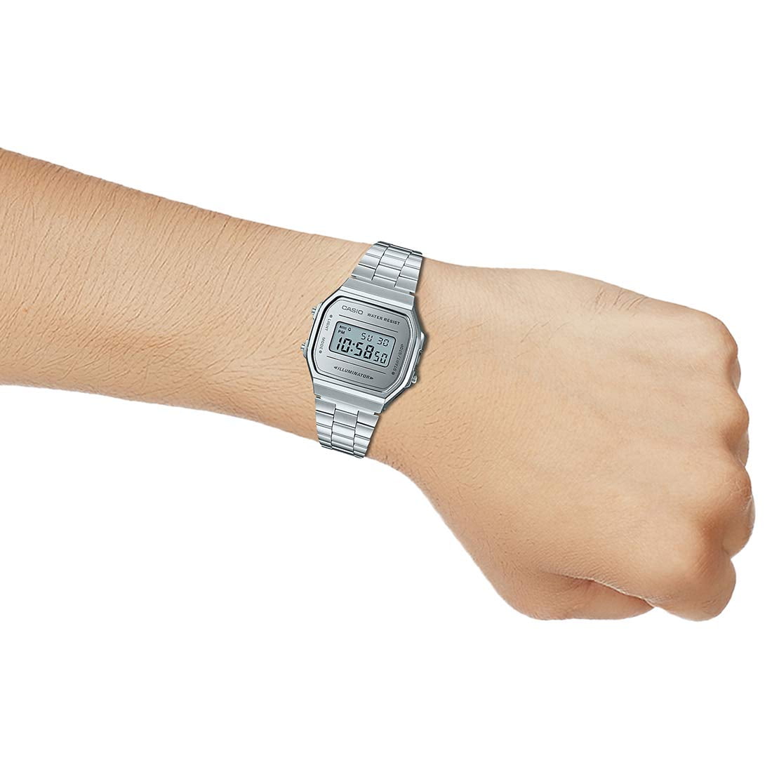 Buy Casio A168WEM-7 Men's Youth Collection Mirror Dial Alarm Chronograph Illuminator Digital ...